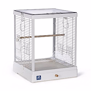 Prevue Pet Products Clear View Glass Bird Cage Crystal Palace for Small Birds - White Frame