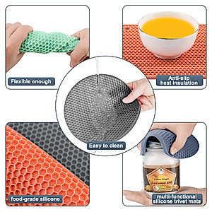 Hotsyang Silicone Trivets, Silicone Trivets for Hot Dishes, Silicone Trivets for Hot Pots and Pans, Hot Pads for Kitchen Counter, Silicone Hot Pads of 4pcs Mixing Color, Safety Silicone Trivets