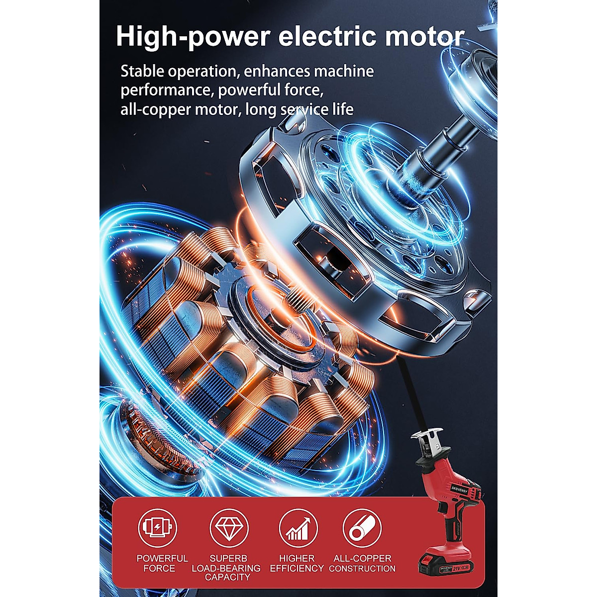 Cordless Reciprocating Saw, 2 x 2.0Ah Battery, Cordless Variable Speed, Blades Kit for Wood/Metal/PVC Cutting RED-A