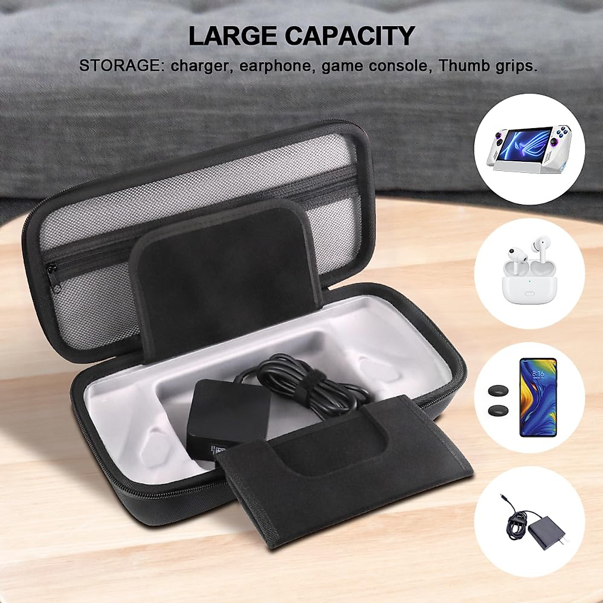ZAONOOL Carrying Case for Rog Ally, Handheld Protective Case Compatible with Asus Rog Ally 7, Travel And Storage Case for Rog Ally Console & Accessiores [Black]