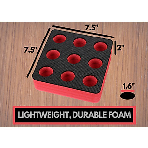 Polar Whale 2 Shot Glass Holders Organizer Modern Tray for Home Kitchen Bar or Club Party Durable Red and Black Durable Foam Serving Rack 7.75 Inches Wide Each Holds 9 Shots