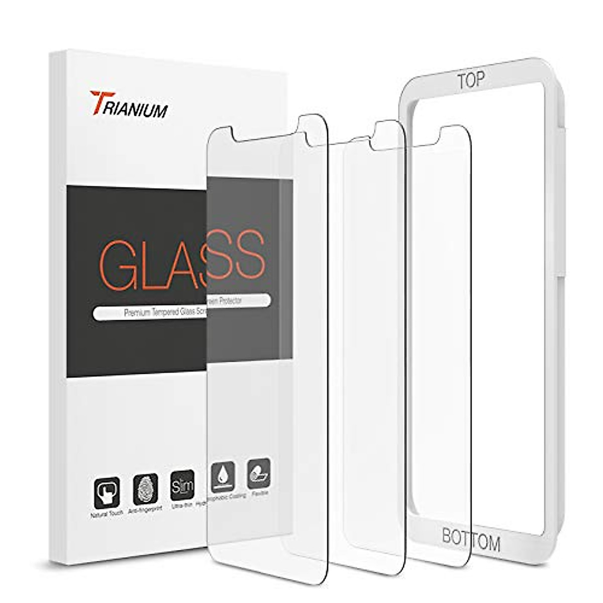 Trianium Tempered Glass Screen Protector Designed for Apple iPhone 11 Pro Max/iPhone XS Max, 3 Pack HD 0.25mm Glass 9H Film [Alignment Case Tool Included]