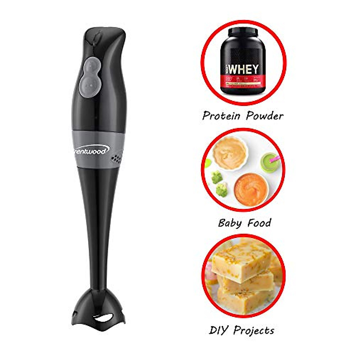 Brentwood Appliances HB-32BK 2-Speed 200-Watt Hand Blender (Black)
