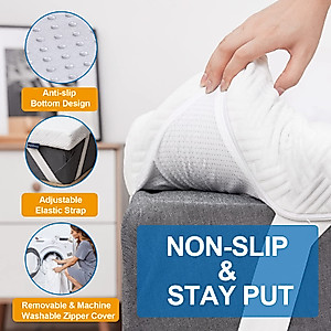 Bomdaia 3 Inch Gel Memory Foam Mattress Topper Queen Size Cooling Mattress Pad Pressure Relief Bed Topper for Back Pain, High Density Bamboo Charcoal Firm Topper with Removable & Washable Cover