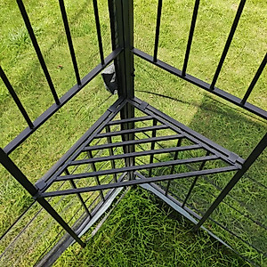 JINS&VICO 13x10 ft Gazebo Double Roof Canopy with Netting and Shaded Curtains, Outdoor Gazebo 2-Tier Hardtop Galvanized Iron Aluminum Frame Garden Tent for Patio, Backyard, Deck and Lawns, Gray