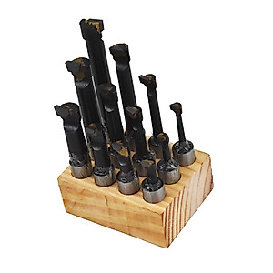 findmall 5/8" Boring Bar Set 12 Pcs Carbide Tipped Bars 5/8" Shank Lathe Tool Milling Tools Kit with Base