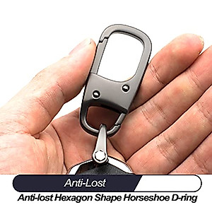 MECHCOS Metal Keychain Car Fob Key Chain Holder Clip with Detachable Valet Key Ring & Anti-Lost D-Ring for Men and Women - Gunmetal