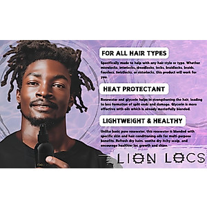 Lion Locs Rosewater Spray for Dreads and Locs - Organic Vegan Conditioner with Aloe, Oils, Vitamins, and Glycerin