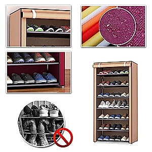 Souarts 4/5/6/8/10Tiers Shoes Rack Storage with Dustproof Cover Closet Shoes Storage Cabinet