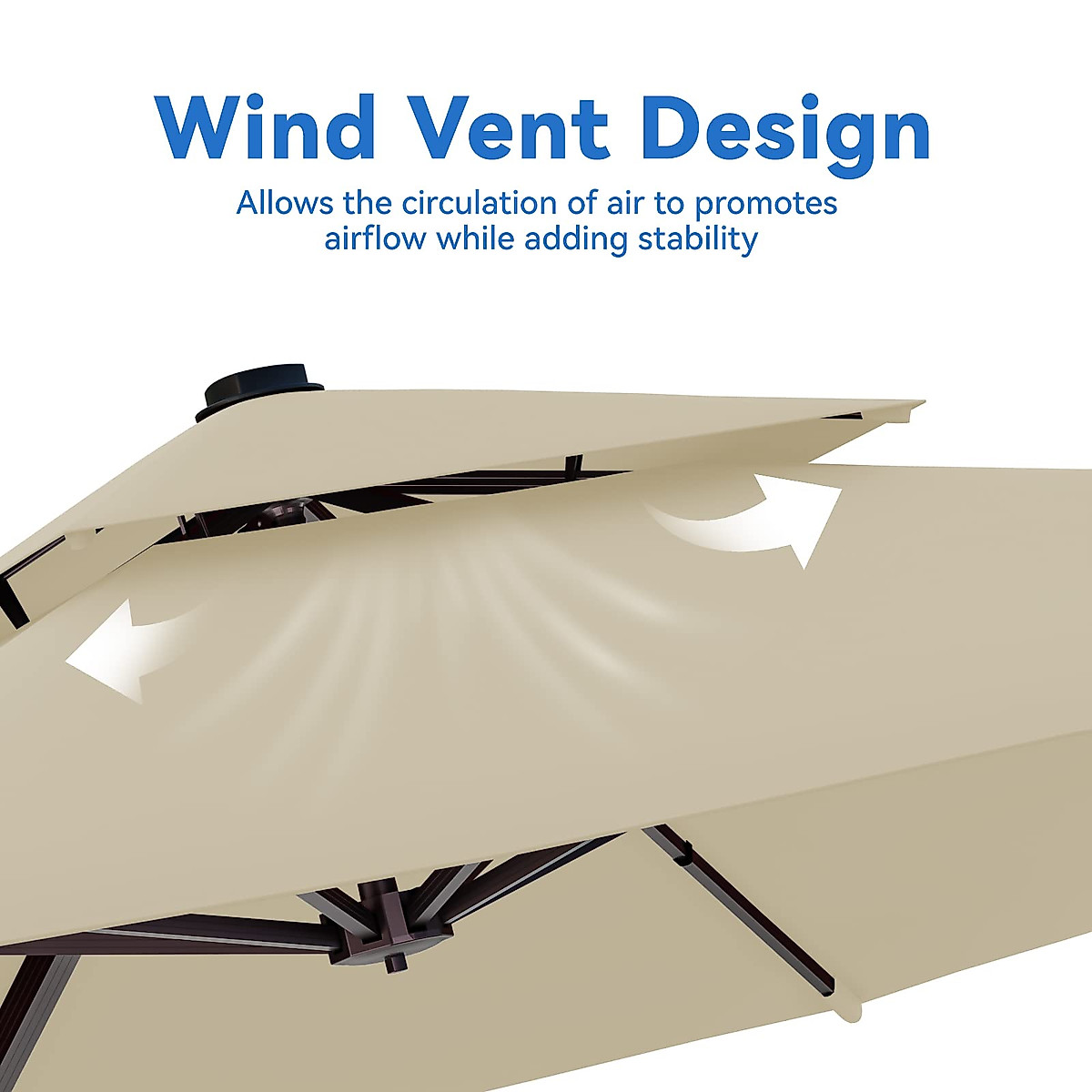 ZLACUIU 10x13FT Cantilever Outdoor Patio Umbrellas, Double Top Large Rectangle Umbrella, Heavy Duty 360° Rotation Offset Outdoor Sun Shade Umbrella for Garden Deck Pool Backyard Patio, Beige