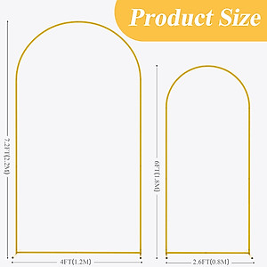 Putros Metal Arch Backdrop Stand Gold Wedding Arch Stand Set of 2 (7.2FT/6FT) Square Arched Frame for Birthday Party Graduation Ceremony Decoration