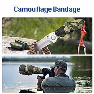 GooGou Self Adherent Bandages Camouflage Cohesive Tape Camo Elastic Sports Tape for Sports Hunting Gear and Finger Wrist Ankle 8PCS 2 in X 14.7 ft (Wetland Camouflage)