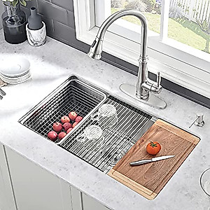 32 Undermount Kitchen Sink Stainless Steel- VASOYO 32x19 Inch Undermount Workstation Kitchen Sink 16 Gauge 10 Inch Deep Stainless Steel Single Bowl Kitchen Sink with Cutting Board