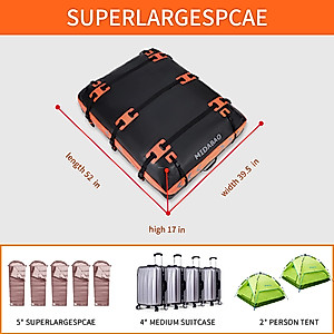 MIDABAO 20 Cubic Car Roof Bag Cargo Carrier, Waterproof Rooftop Cargo Carrier with Anti-Slip Mat + 6 Door Hooks, Suitable for All Vehicle with/without Rack