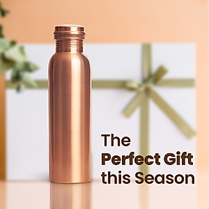 Otiem 34oz Pure Copper Water Bottle for Drinking – Large Handcrafted Ayurvedic Copper Water Bottle, Leak Proof Lid – Smooth Finish Copper Bottle Water Vessel – 100 Copper Drinking Water Bottle 34 Oz