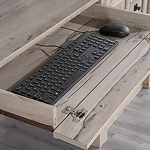 Sauder Palladia Desk with Hutch, L: 59.488" x W: 23.543" x H: 56.496", Split Oak Finish