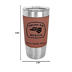 LaserGram 20oz Vacuum Insulated Tumbler Mug, Hecho en Mexico, Personalized Engraving Included (Faux Leather, Dark Brown)