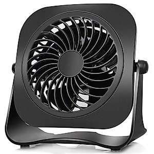 4 Inch Mini USB Desk Fan Quiet, 2 Speeds, Lower Noise, USB Powered, 360° Up and Down, 3.8 ft Cable, Powerful Desktop Fan for Home Office Room