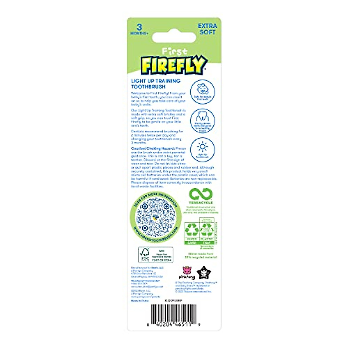 FIREFLY First Firefly Training Light Up Toothbrush, Baby Shark, Yellow