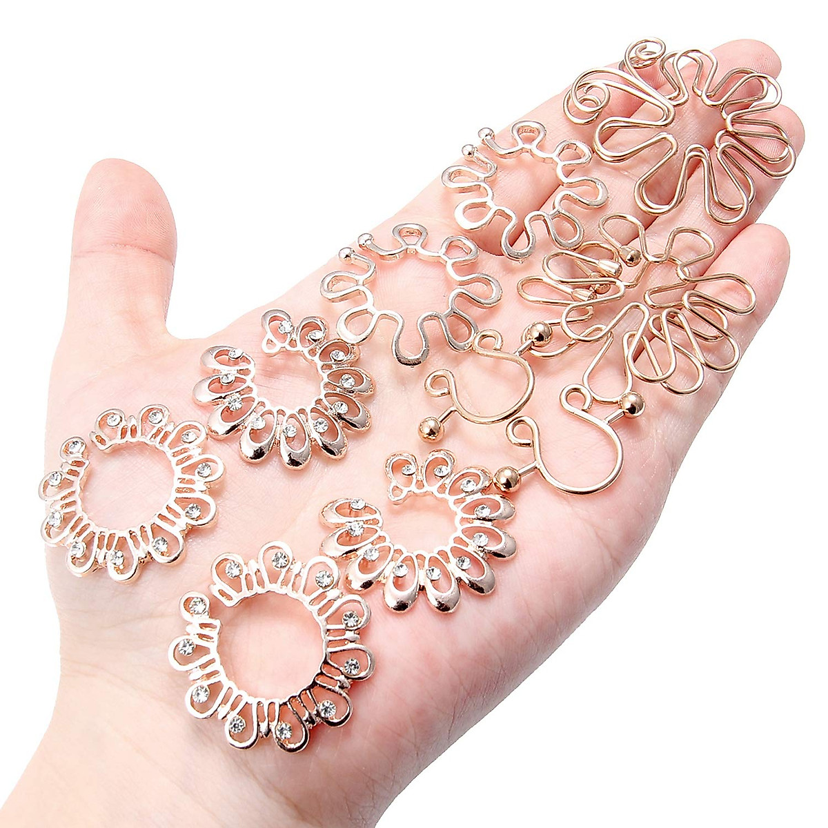 Lcolyoli Fake Nipplerings Piercing Jewelry Adjustable Clip On Nipple Rings Stainless Steel Non Piercing Women Rose Gold