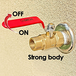 HQMPC Garden Hose Shut Off Valve Ball Valve 3/4" GHT Water Hose Shut Turn Off Valve Heavy Duty Hose On Off Valve Brass Shut Off Valve Hose Ball Valve 1Pc Long Handle