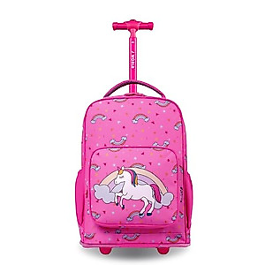 J World New York Kids' Sparkle Rolling Backpack, Unicorn, One Size
