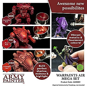 The Army Painter Warpaints Air Mega Set - Non-Toxic Water Based Airbrush paint set – paint and primer for Tabletop Roleplaying, Boardgames, and Wargames Miniature Model Painting