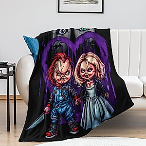 Chucky Flannel Blanket Air Conditioner Blanket Horror Movie Lightweight Soft Throw Blanket for Couch Bed Sofa 50"x60"
