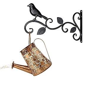 2 Packs 12.2’’ Black Hanging Plants Bracket Wall Mounted Hangers, Heavy Duty Wrought Iron Rustic Hook for Hanging Flower Pots Baskets Bird Feeder Wind Chime Fence Lanterns Outdoor Indoor Lawn Garden