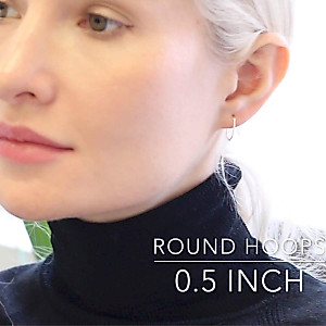 Humble Chic Small Hoop Earrings for Women - Hypoallergenic Lightweight Wire Threader Loop Drop Dangles, Safe for Sensitive Ears, 925 White - 0.5 inch