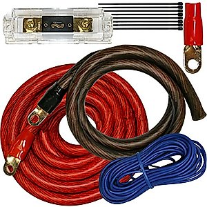 0 Gauge Amplfier Power Kit for Amp Install Wiring 1/0 Ga Cables 4500W 200 ANL