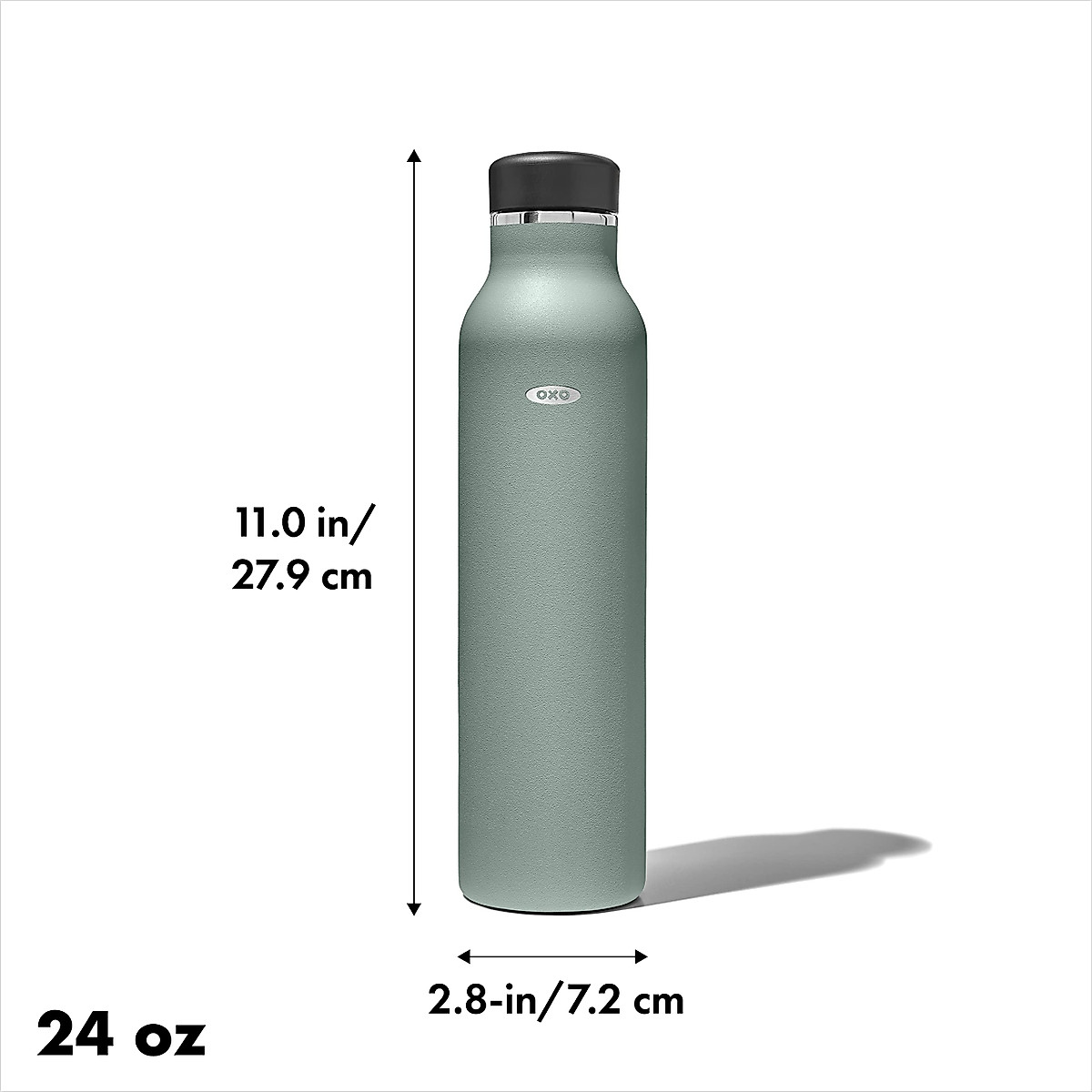 OXO Strive 24oz Insulated Water Bottle with Standard Lid - Jade