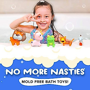 Mold Free Bath Toys for Babies and Toddlers, Animal No Hole Bath Toys, No Mold for Tub,Beach,Pool, BPA-Free, Dishwasher-Safe, Infant Bath Toys No Holes 0 1 3 6 12 18 Months