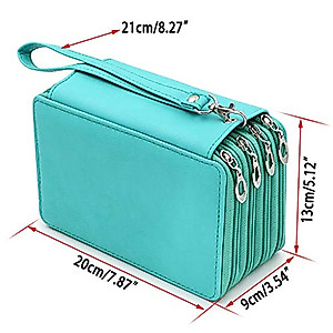 BTSKY PU Leather Colored Pencil Case with Compartments-72 Slots Handy Pencil Bags Large for Watercolor Pencils, Ordinary Pencils (Green)