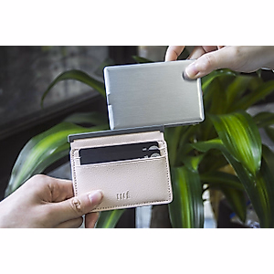 Xoopar Iné Power Wallet 3,000 mAh Ultra Thin 4-RFID Credit Card Slots Recycled Leather & Brushed Aluminum (Sweet Pink)