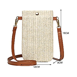 Aktudy Women Mini Straw Messenger Bags Hand Woven Summer Beach Shoulder Phone Wallet