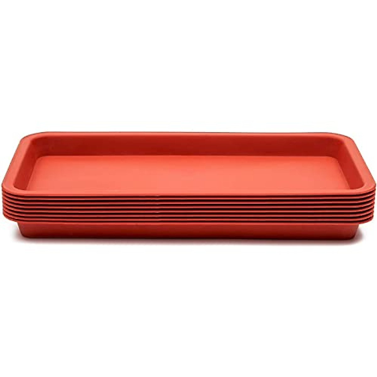 Juvale 8 Pack Plastic Plant Drip Trays for Planters, Pots, Rectangular Saucer Pans for Indoors, Outdoors (Terracotta Red, 6.5x12 in)