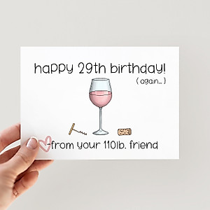 Happy 29th Birthday Card. Funny Birthday Card For Friend. Happy 29th Birthday From Your 110lb Friend. Sarcastic Age Birthday Card.