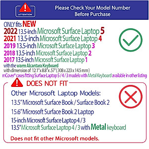 mCover Hard Case Only Compatible for 13.5" Microsoft Surface Laptop (5/4 / 3/2 / 1) with Alcantara Keyboard - Purple