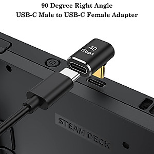 AuviPal 90 Degree USB C Adapter (4 Pack), USB Type C Right Angle Connector for Steam Deck, ROG Ally, MacBook, Notebook, Smart Tablet & Phone and More - Black