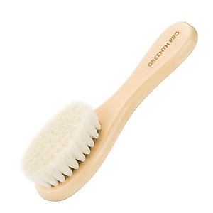 GREENTH PRO Baby Hair Bush and Comb Set -Nature Lotus Wood with Soft Goat Bristle and Pear Wood Comb for Newborns & Toddlers, Ideal for Cradle Cap