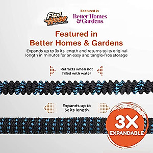Flexi Hose with 8 Function Nozzle Expandable Garden Hose, Lightweight & No-Kink Flexible Garden Hose, 3/4 inch Solid Brass Fittings and Double Latex Core, 100 ft Blue Black