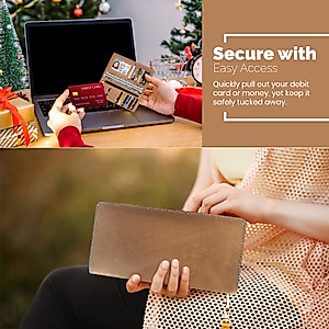 Women's Ultra Slim Wallet With RFID Blocking, 12 Slots For Credit Cards, Id Holder, Cash pockets, Zipper Slot - Ladies Genuine Leather Wallets