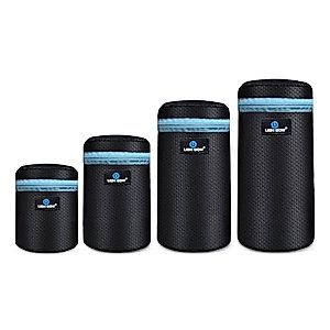 Lightdow 4pcs Pack Lens Pouch 5mm Thick Soft Neoprene DSLR Lens Bag
