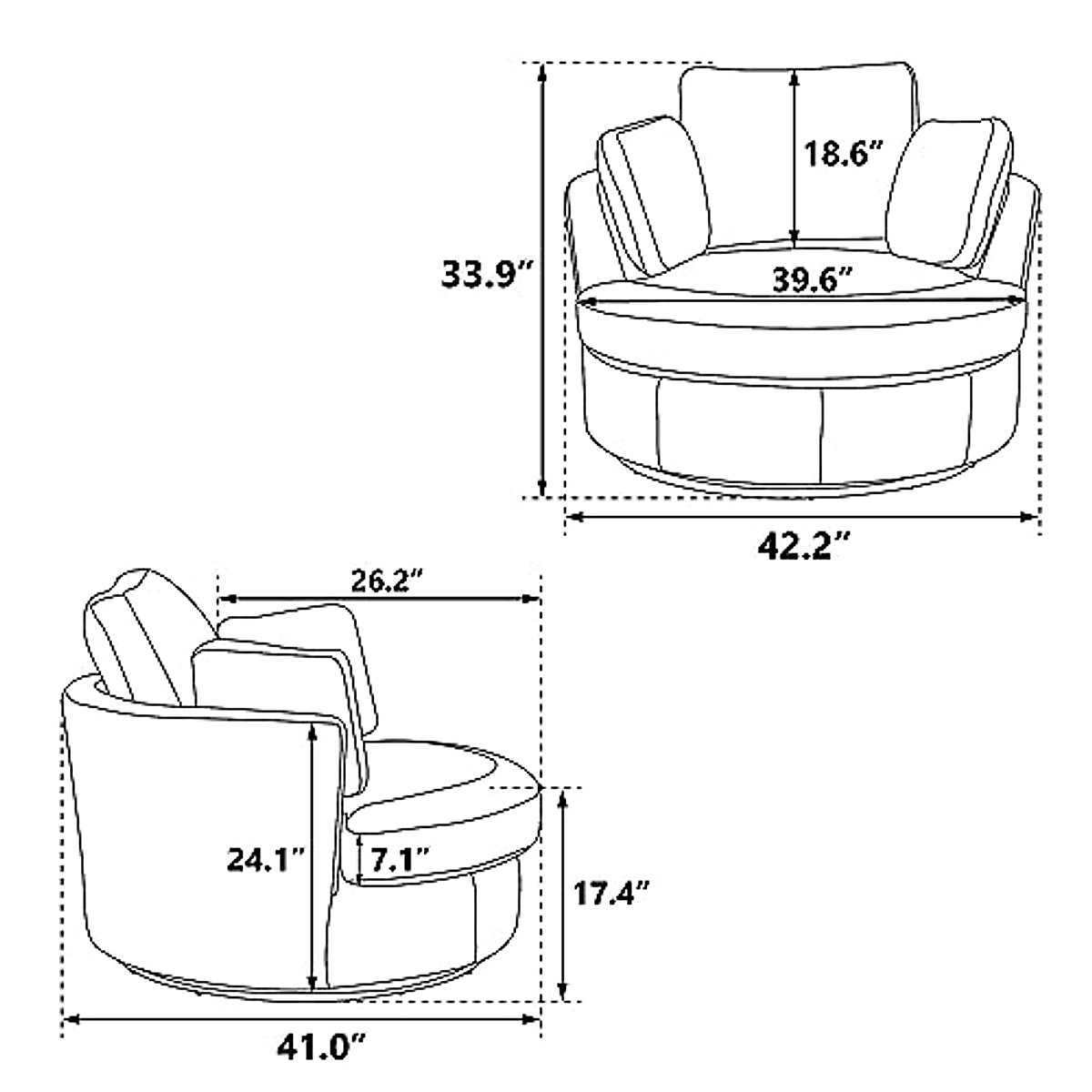 360° Swivel Accent Barrel Chair with 3 Pillows Furniture Set,Upholstered Oversized Leisure Round Loveseat Recliner Cozy Club Sofa Chaise Lounge Circle Armchair for Living Room/Hotel/Nursery/Office