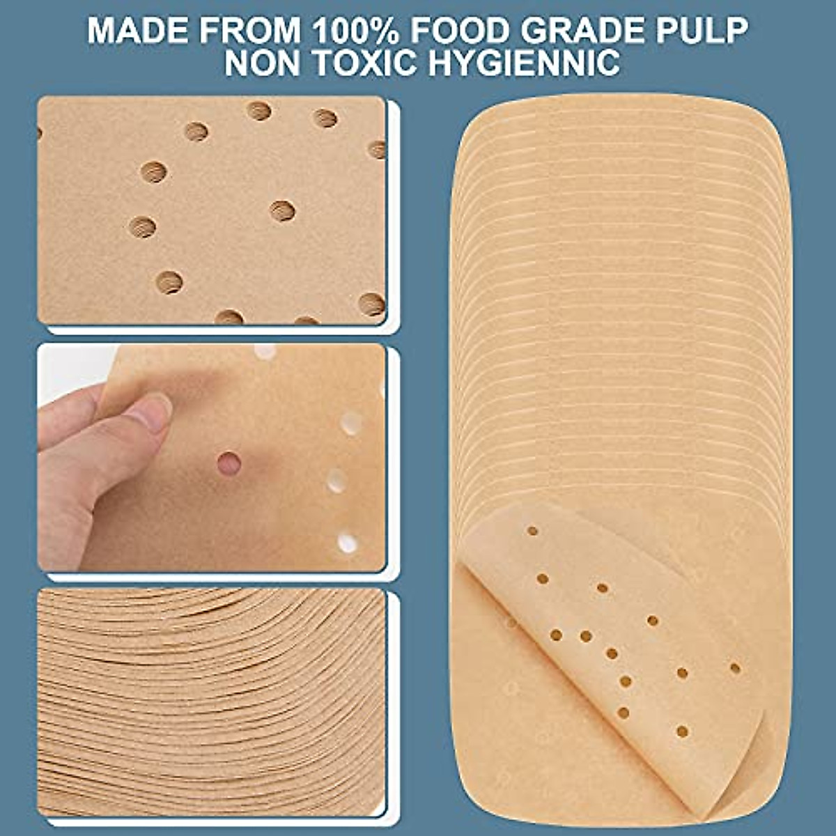 Jzzuuask Air Fryer Parchment Paper, Air Fryer Liners, 200pcs 8.5 Inch, Air Fryer Accessories, Perforated Parchment Paper for Air Fryer, No Burn, Easy Cleanup