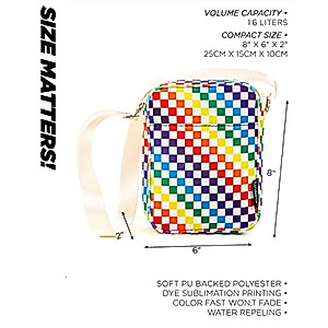 Fydelity Rainbow Checkered Small Crossbody Bag for Women, Sling Bag Festival Crossbody Bag for Men, Womens Sling Side Shoulder Bag, Crossbody Bags Festival Bag Concert Cross Body Bag Purse Gay Pride
