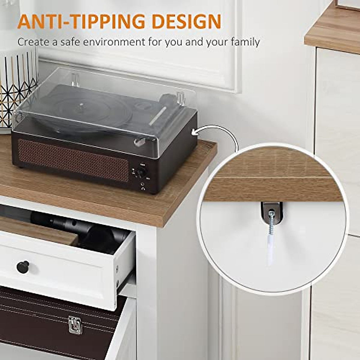 HOMCOM Sideboard Buffet Cabinet, Kitchen Cabinet, Coffee Bar Cabinet with 2 Drawers and Double Door Cupboard for Living Room, Entryway, White