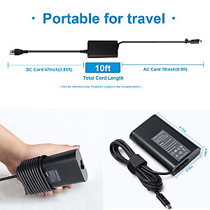 65W Type C USB-C Charger for Dell XPS 13 9350 9360 9365 9370 9380 12 9250 Latitude 7275 7370 5175 5285 5290 7390 2in1 LA65NM170 HA65NM170 02YK0F 0M1WCF LA45NM150 0HDCY5