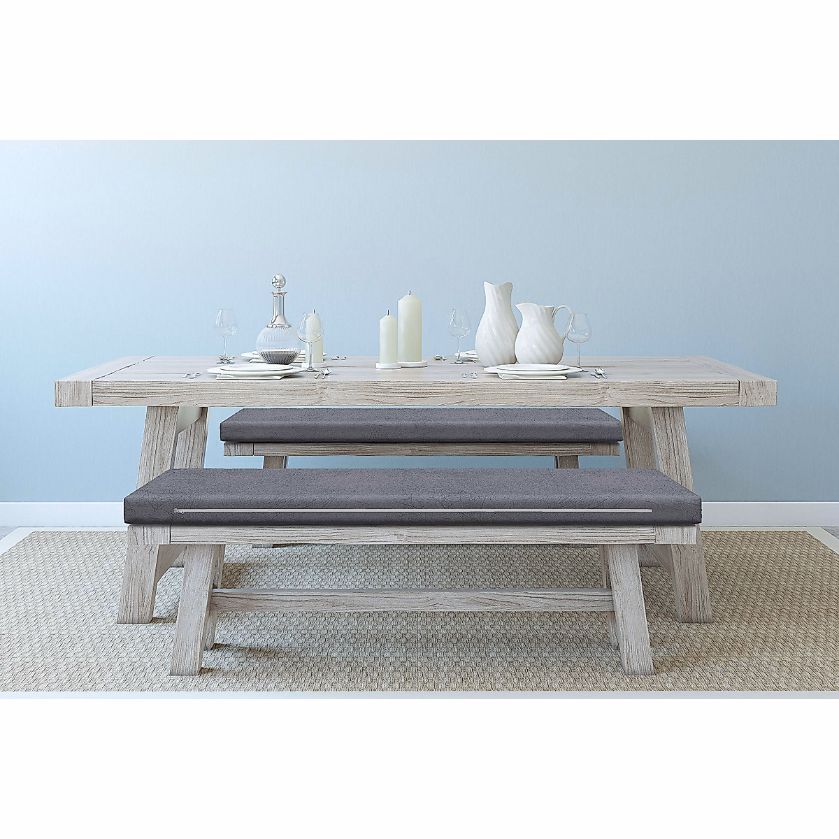 Ambesonne Faux Suede Bench Cushion Set of 2, Digitally Printed Weathered Texture, Standard Size Foam Pad with Decorative Fabric Cover for Kitchen Bedroom & Outdoors, Grey, 45" x 15" x 2"